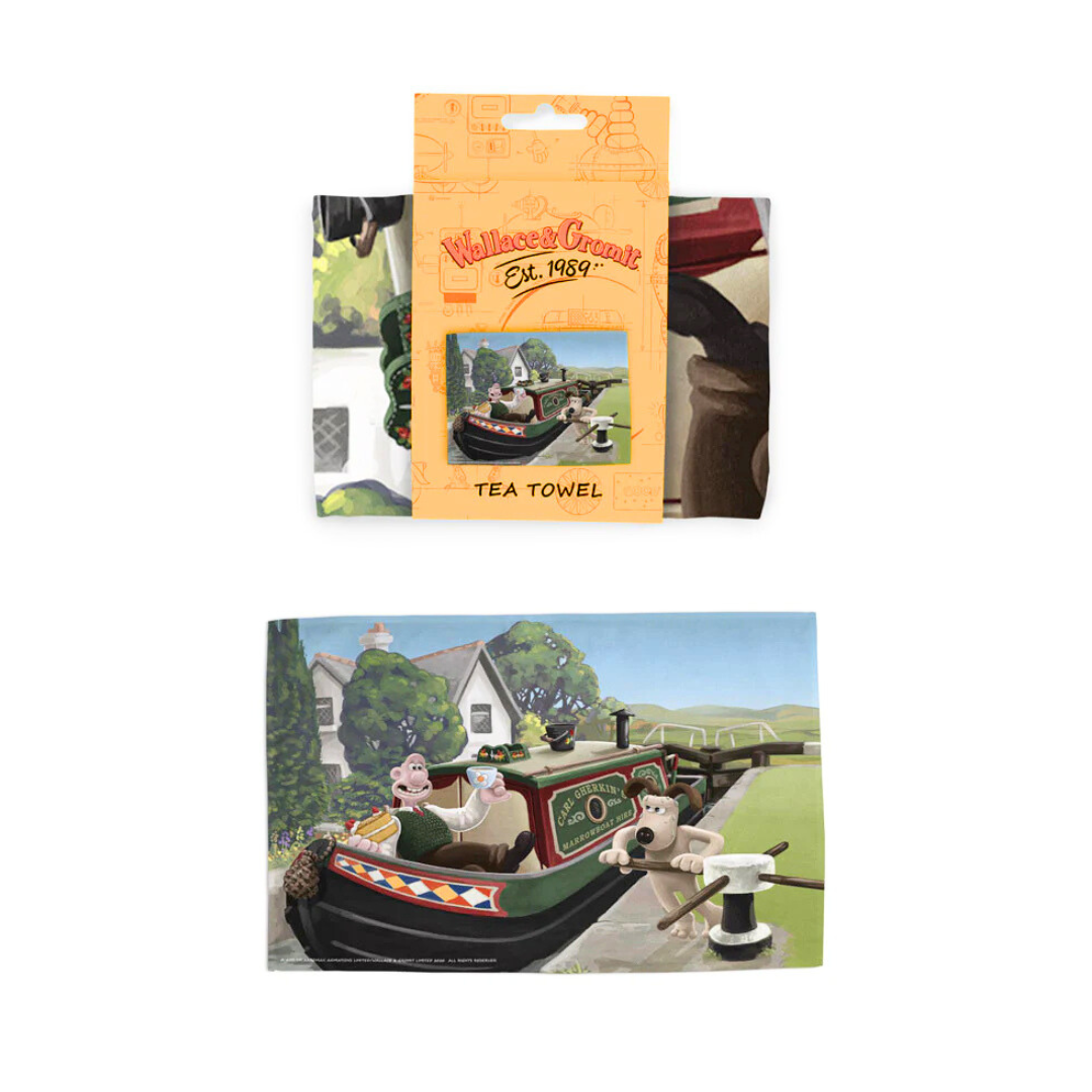 Wallace & Gromit Canal Boat Tea Towel – Gromit Unleashed Shop
