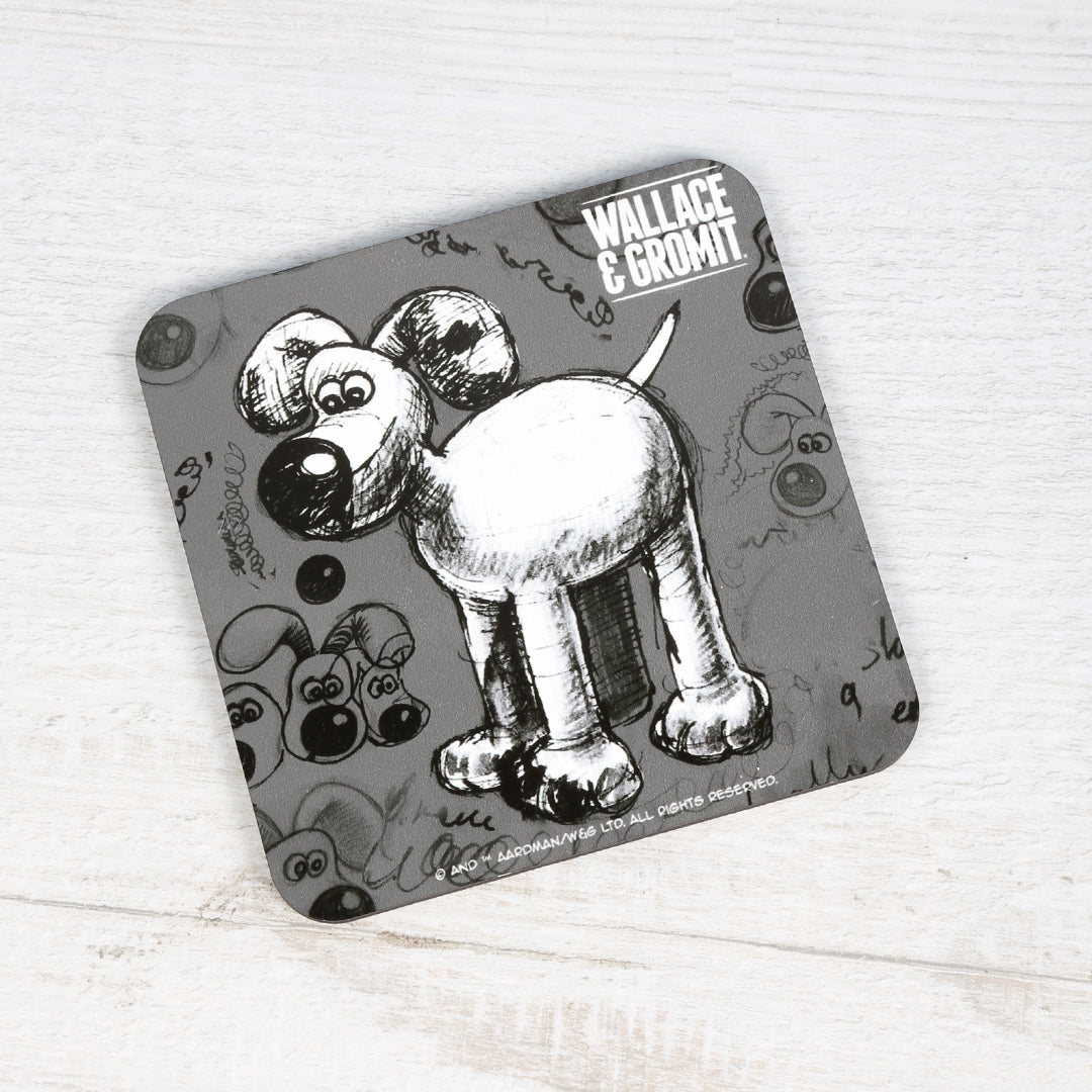 Gromit Grey Sketch Coaster – Gromit Unleashed Shop