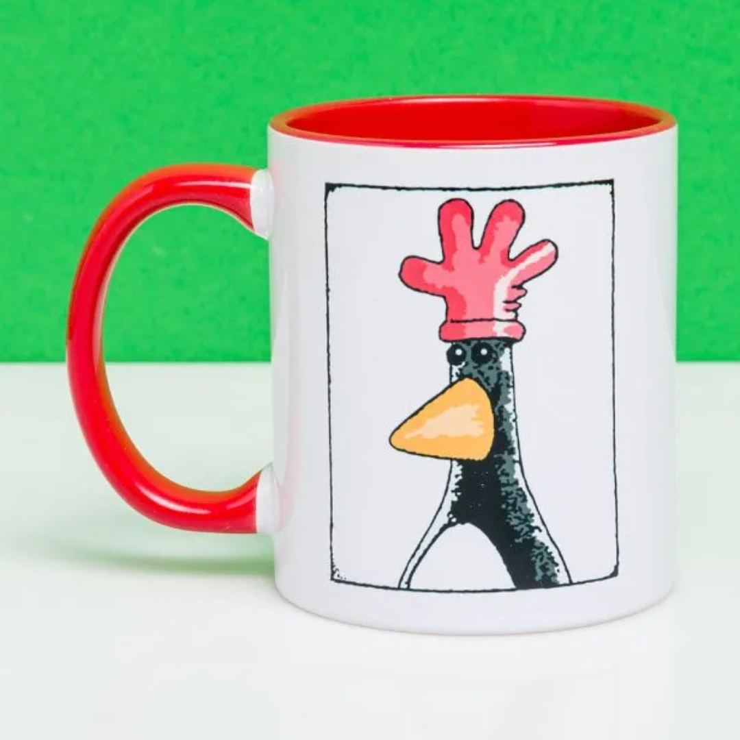 Have You Seen This Chicken? Feathers McGraw Red Mug – Gromit Unleashed Shop