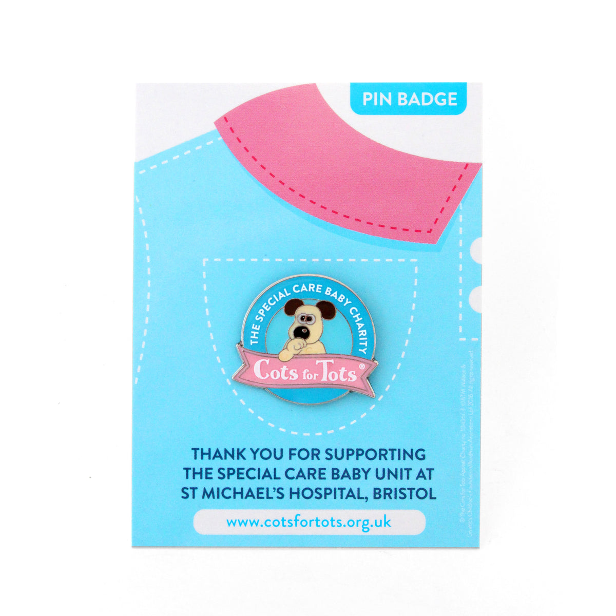 Cots for Tots pin badge – Gromit Unleashed Shop